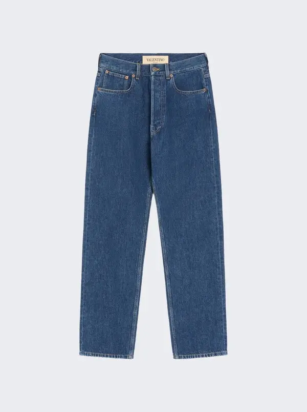Valentino Garavani Straight Leg Denim Trousers With Vgold Detail