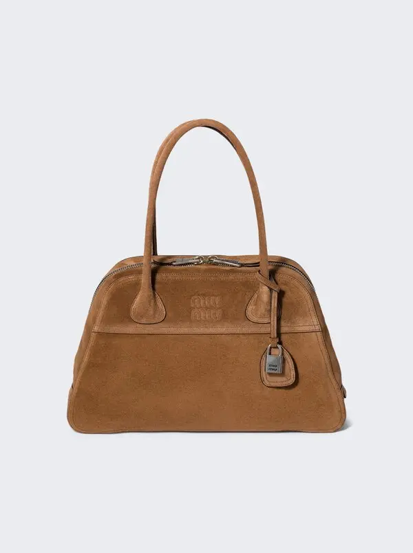 Miu Miu Vivant Medium Suede Bag - Brown
