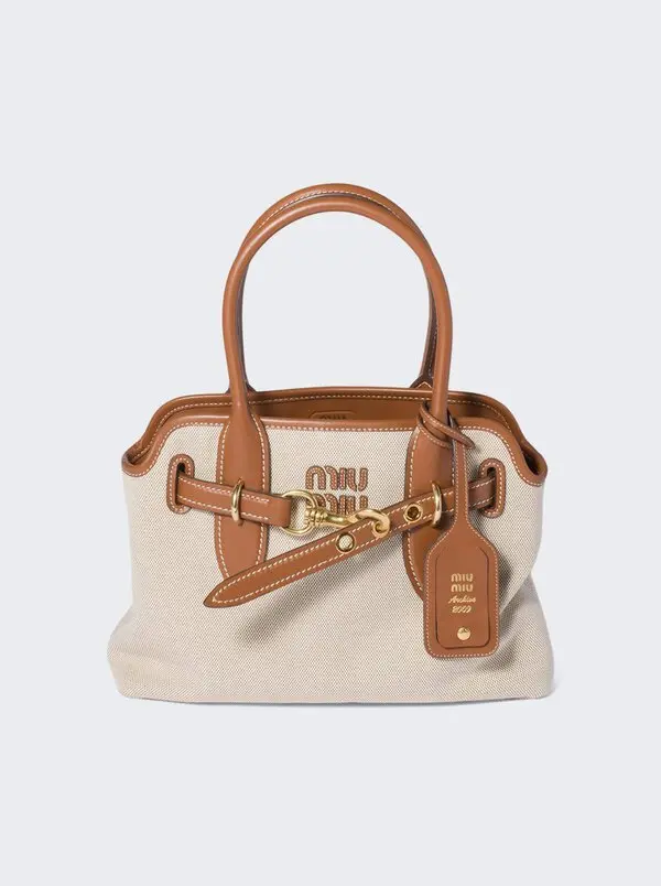 Miu Miu Aventure Canvas And Leather Bag - White