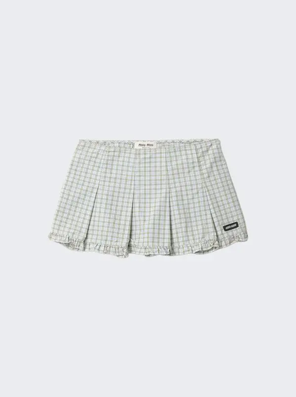 Miu Miu Pleated Check Mini Skirt - Grey