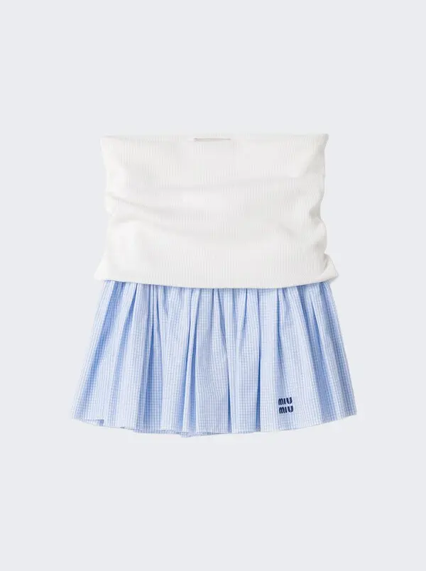 Miu Miu Jersey And Poplin Mini Skirt White And Light - Blue