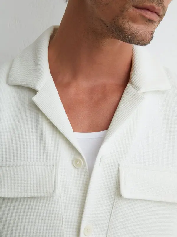 REISS Vento Textured Twin-pocket Regular-fit Shirt - White