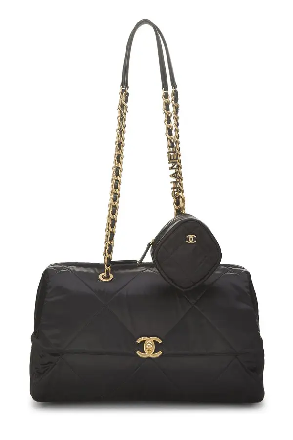 Chanel Satin Bowling Flap Bag - Black