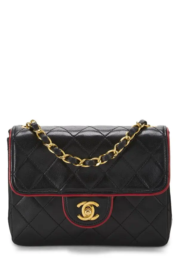 Chanel Quilted Lambskin Piped Half Flap