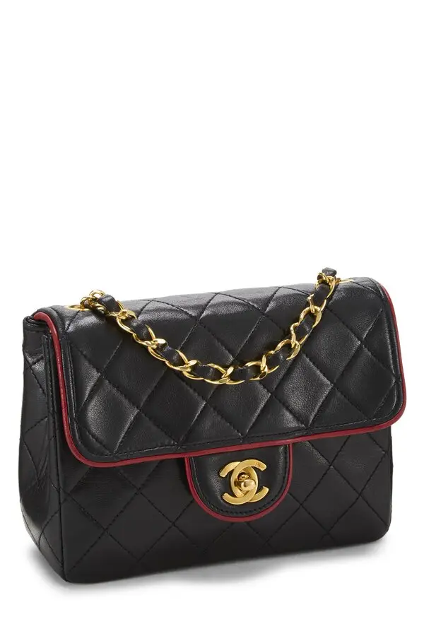 Chanel Quilted Lambskin Piped Half Flap