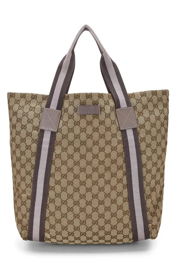 Gucci Original Gg Canvas Flat Web Tote