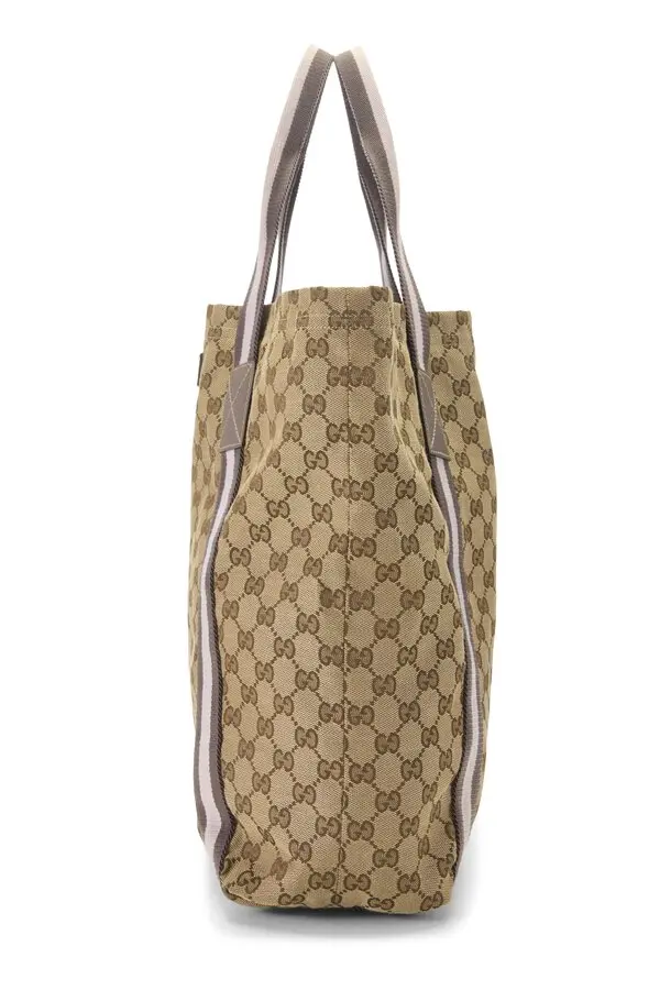Gucci Original Gg Canvas Flat Web Tote - Purple