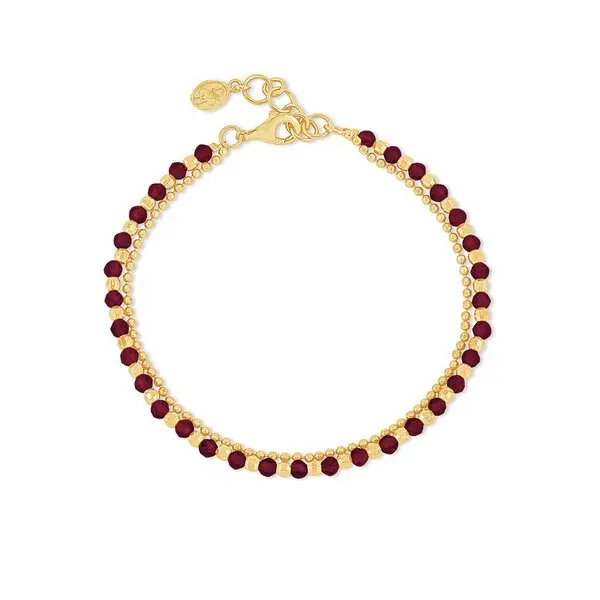 DOWER & HALL Garnet Beaded Sterling Bracelet - Gold