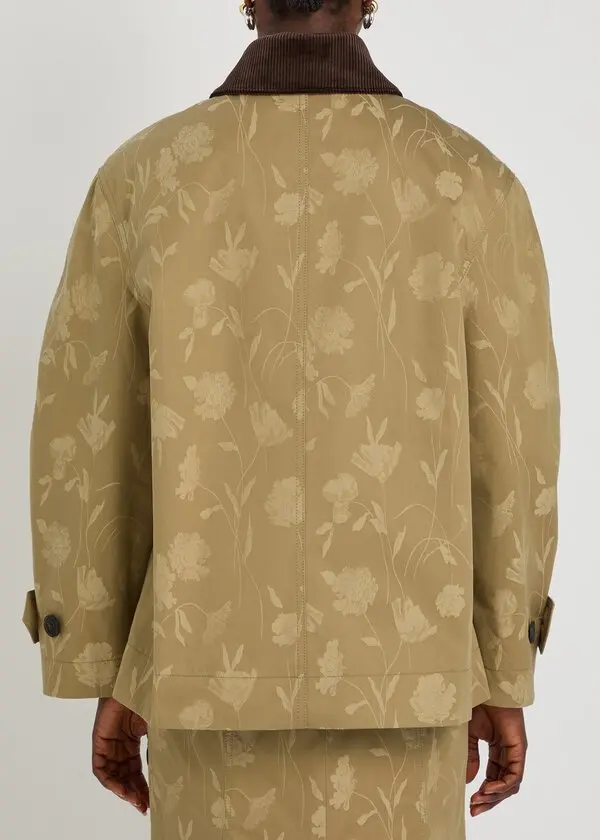 Erdem Floral-jacquard Belted Cotton Jacket