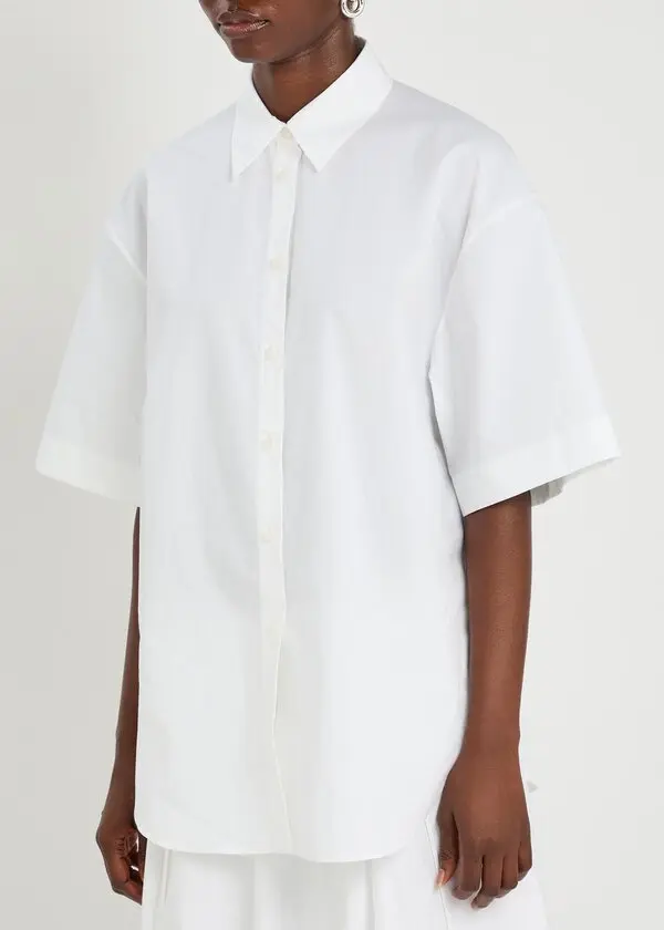 Another Tomorrow Oversized Short-sleeve Cotton-poplin Shirt