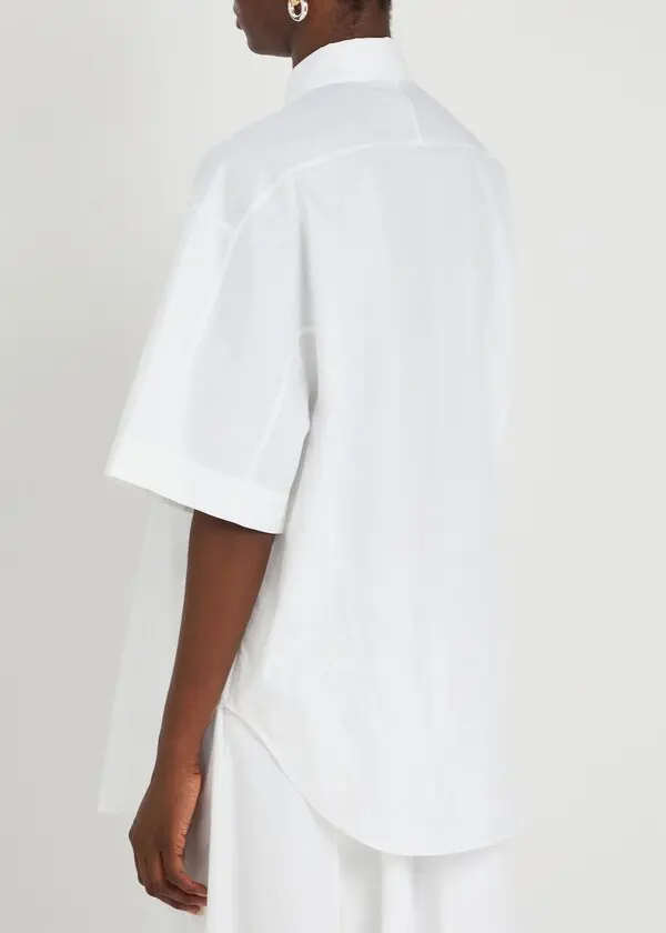 Another Tomorrow Oversized Short-sleeve Cotton-poplin Shirt