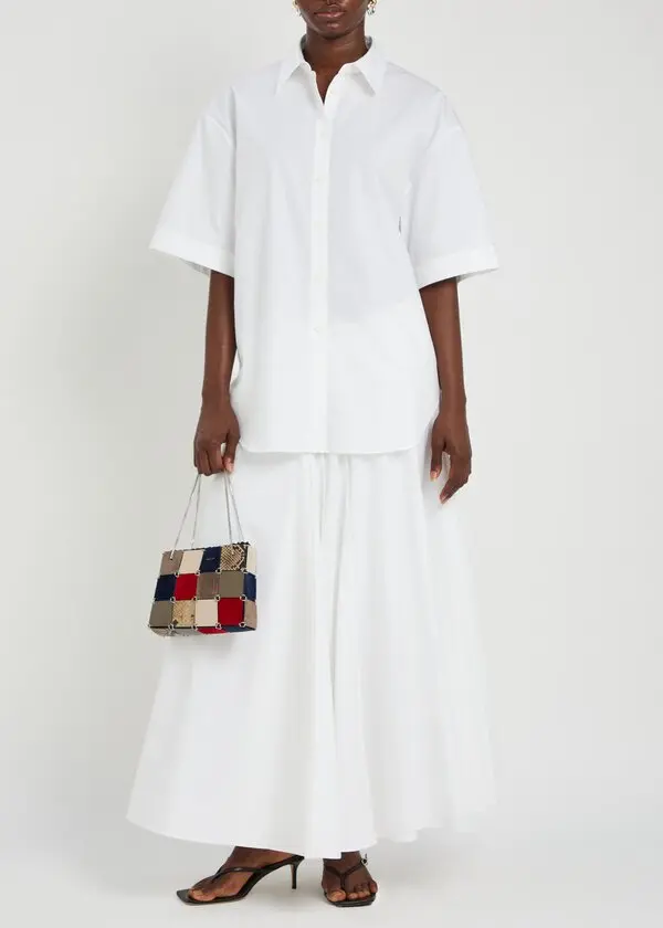 Another Tomorrow Oversized Short-sleeve Cotton-poplin Shirt