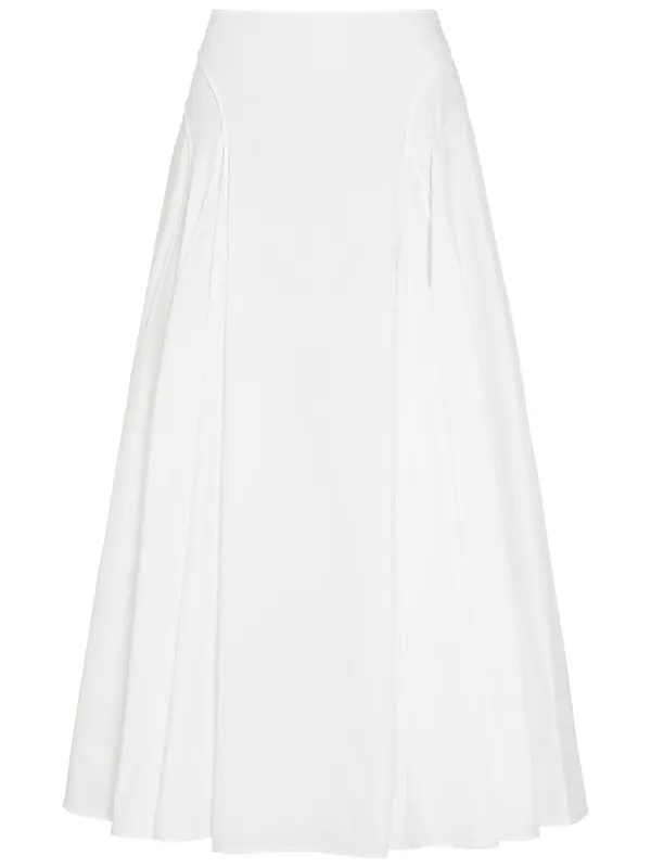 Another Tomorrow Panelled Cotton-poplin Maxi Skirt - White
