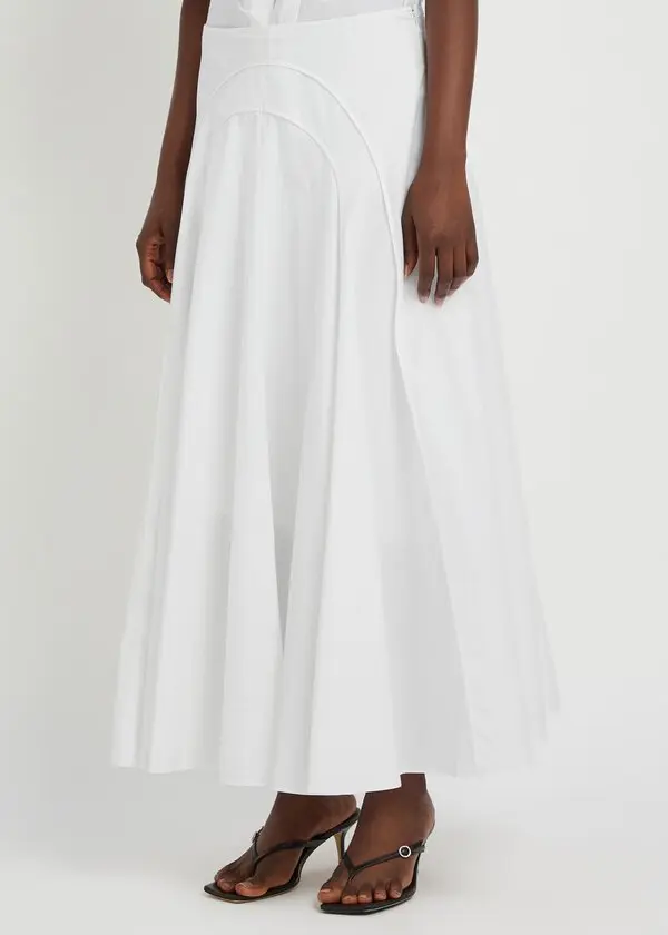 Another Tomorrow Panelled Cotton-poplin Maxi Skirt
