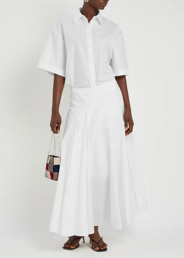 Another Tomorrow Panelled Cotton-poplin Maxi Skirt