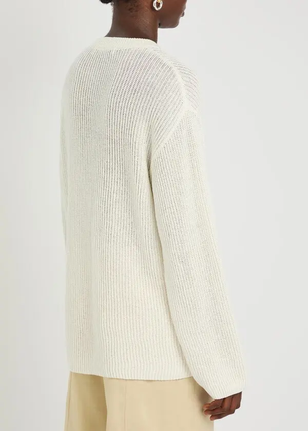 Another Tomorrow Open-knit Cotton And Linen-blend Jumper