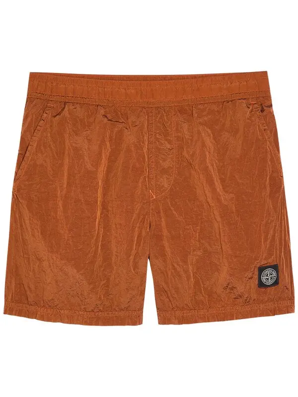 Stone Island Logo Appliqué Nylon Shorts - Orange