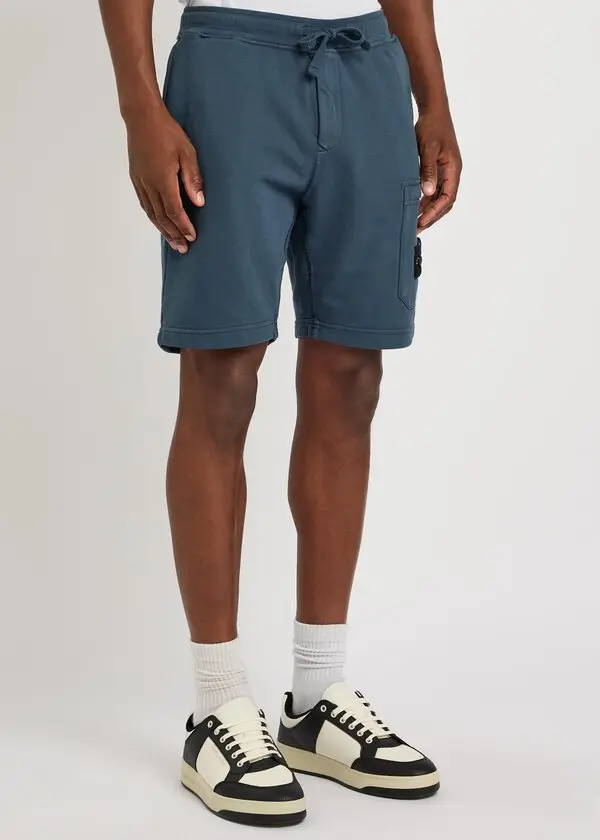 Stone Island Logo Cotton Shorts - Blue Dark