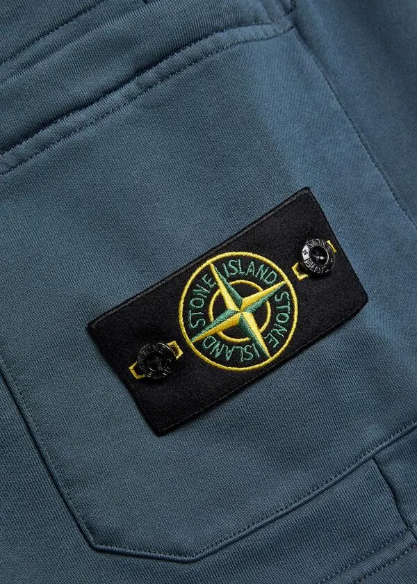 Stone Island Logo Cotton Shorts - Blue Dark