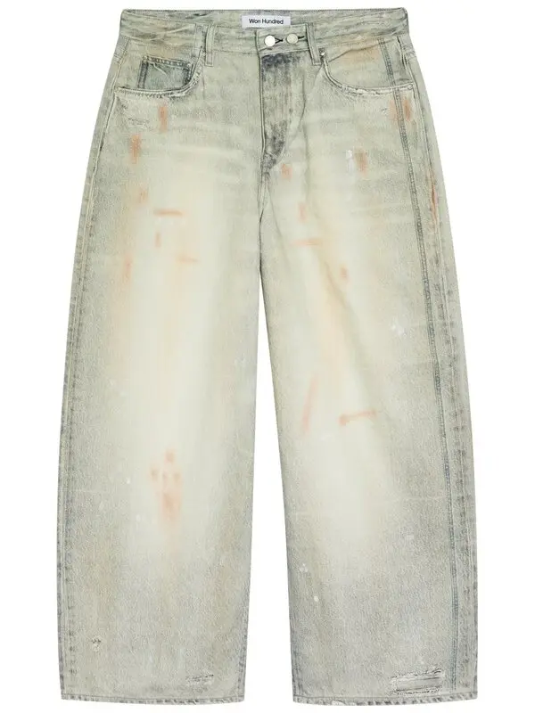 WON HUNDRED Lyon Painted-effect Wide-leg Denim Jeans