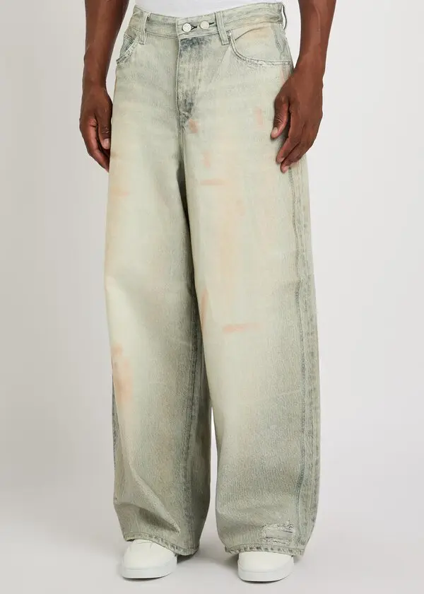 WON HUNDRED Lyon Painted-effect Wide-leg Denim Jeans
