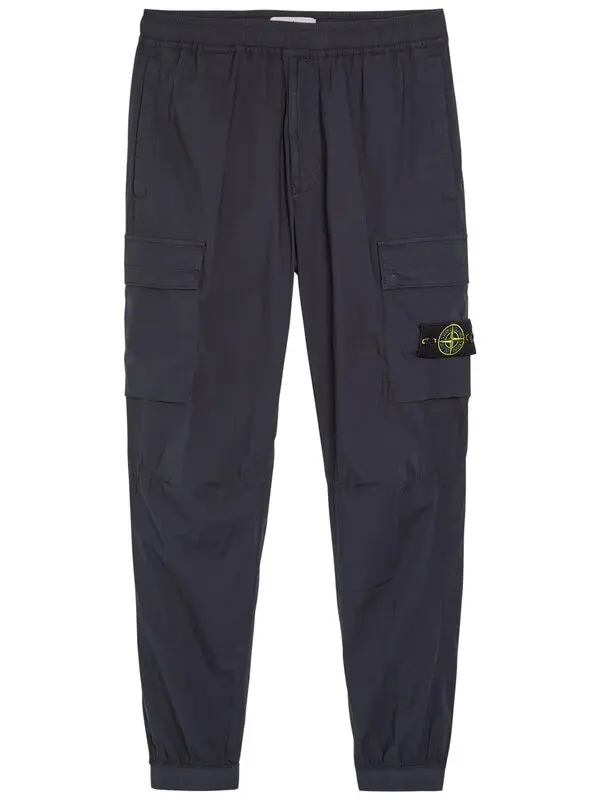 Stone Island Logo Stretch-cotton Cargo Trousers - Navy
