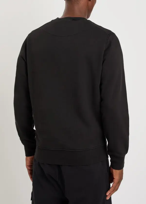 Stone Island Cotton Sweatshirt With Detachable Logo Plaque - Black