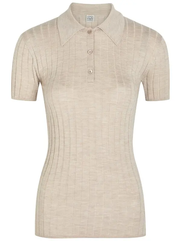TOTEME Ribbed Cashmere-blend Polo Top
