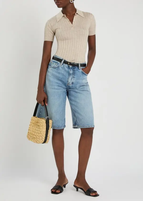 TOTEME Ribbed Cashmere-blend Polo Top