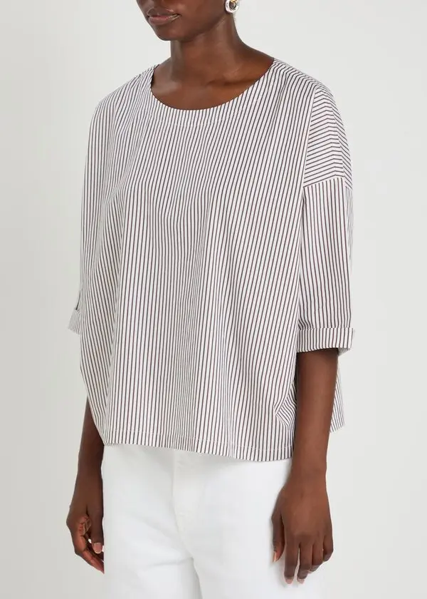 Suzie Kondi Saria Striped Cotton-poplin Top