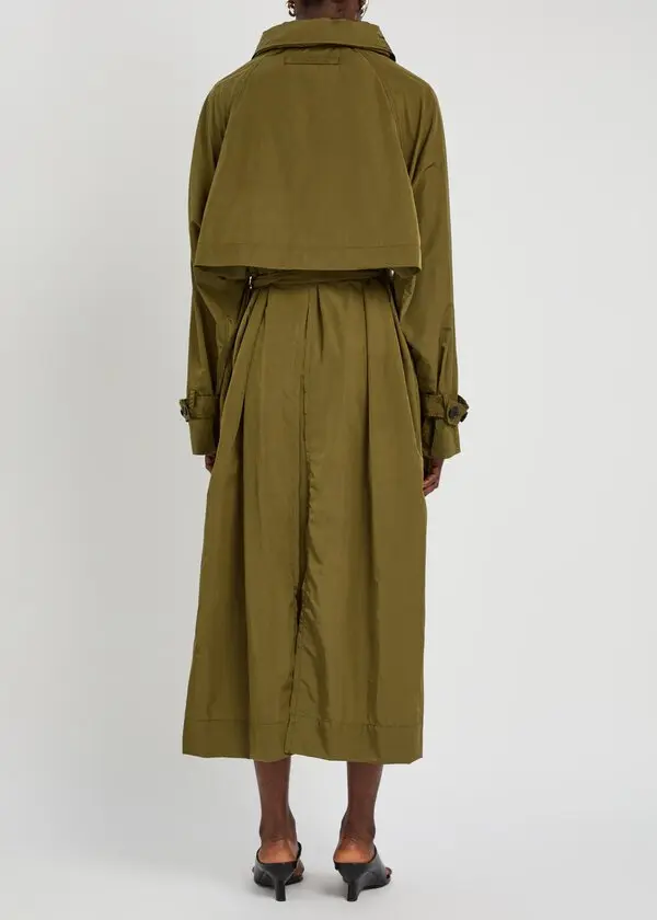 Another Tomorrow Hooded Belted Nylon Trench
