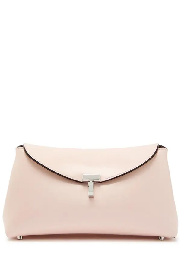 TOTEME T-lock Mini Glossed Leather Clutch - Pink
