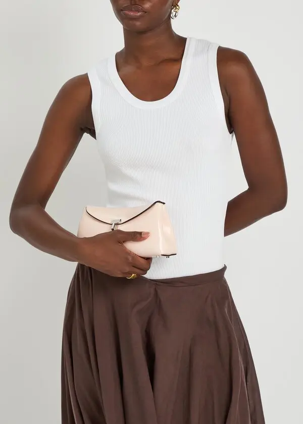 TOTEME T-lock Mini Glossed Leather Clutch