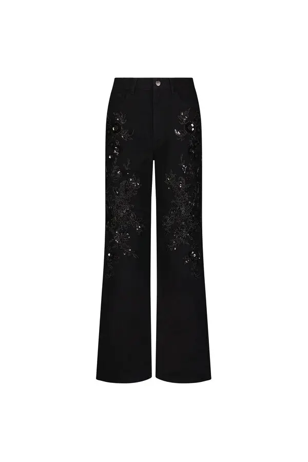 THE NOLI SHOP Stassi Floral Sequin Jean - Black