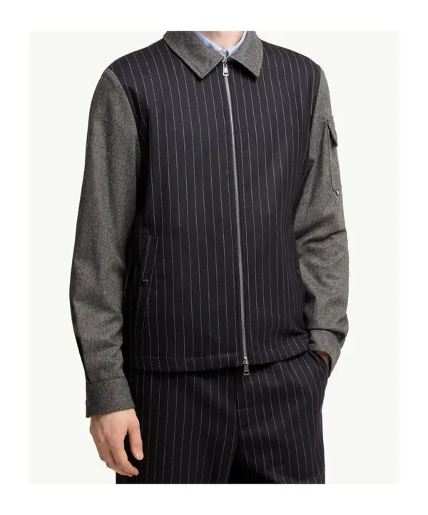 Moncler Zip-up Shirt Jacket With Pin Stripes