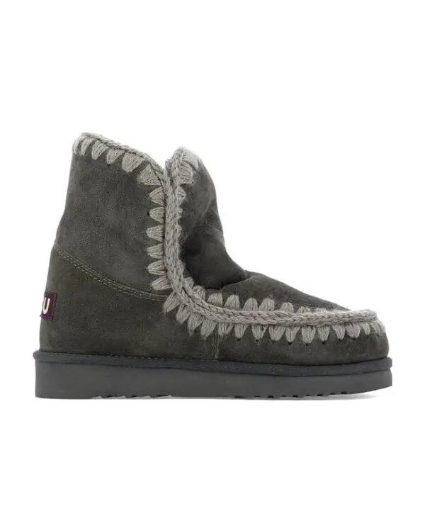 Mou Knitted Detail Double-sided Sheepskin Boots