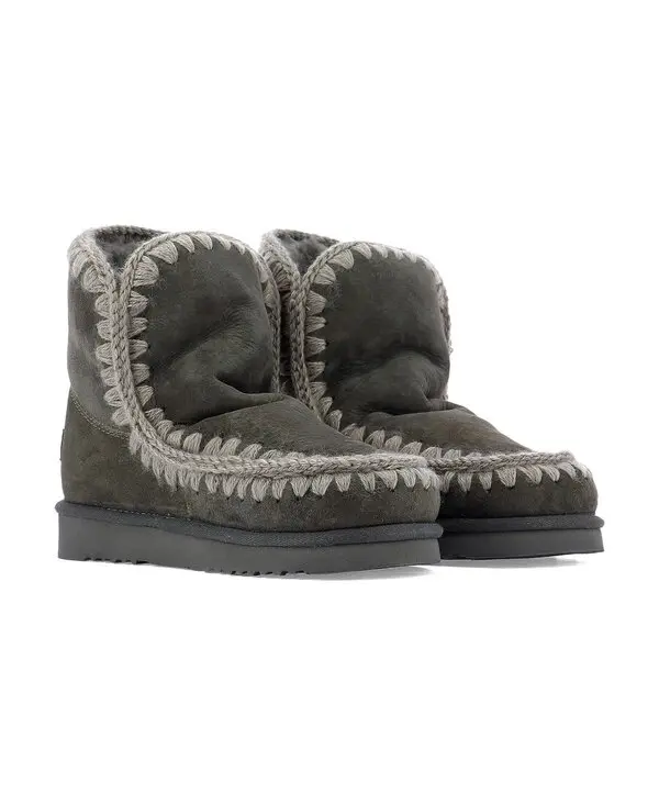 Mou Knitted Detail Double-sided Sheepskin Boots