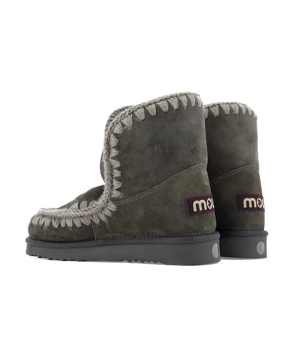 Mou Knitted Detail Double-sided Sheepskin Boots