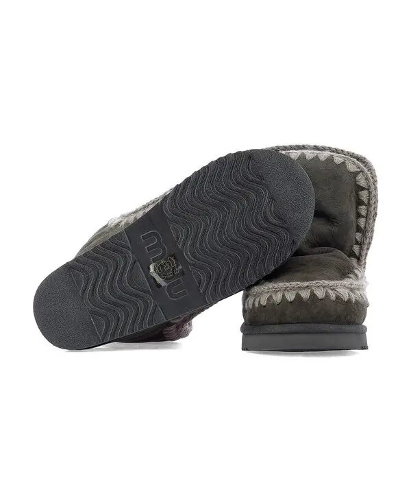 Mou Knitted Detail Double-sided Sheepskin Boots