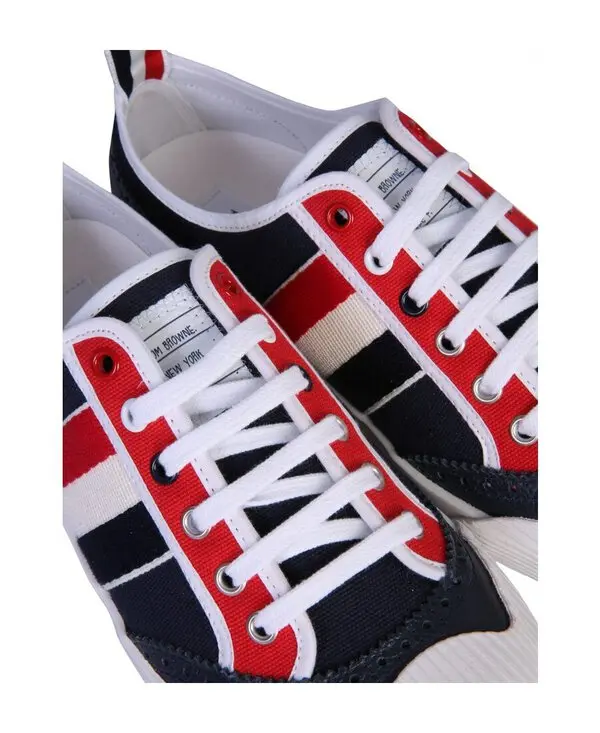 Thom Browne Canvas Broguing Low Top Sneakers