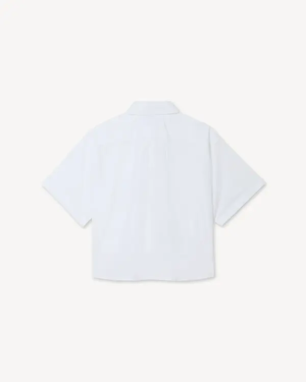 Kenzo Embroidered Boke Flower Cotton Poplin Short Sleeve Shirt