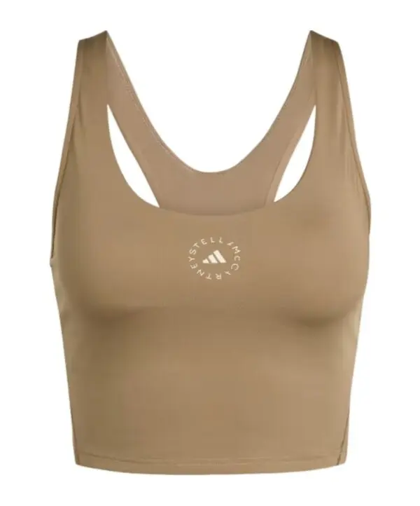 Adidas By Stella McCartney Racer-back Logo Tank Top - Brown Moss