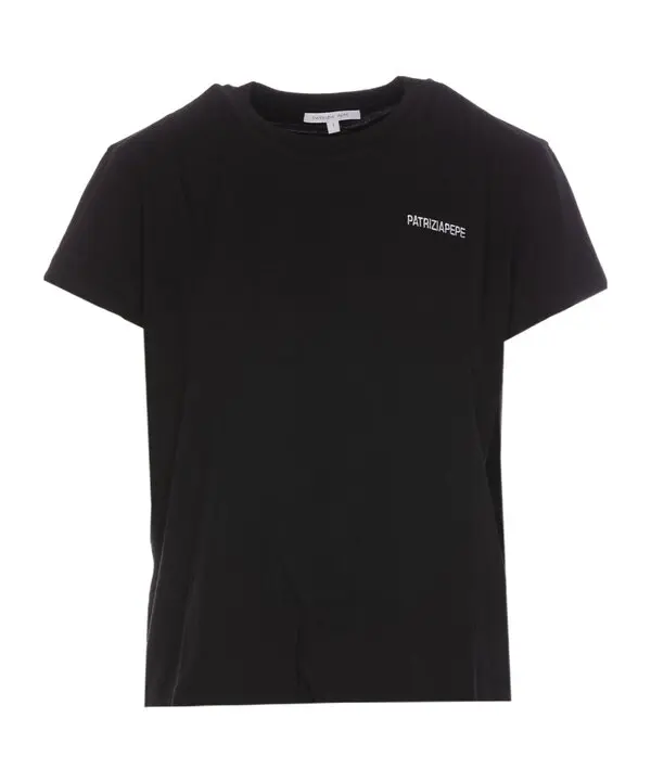 Patrizia Pepe Logo Embroidered Jersey T-shirt - Black