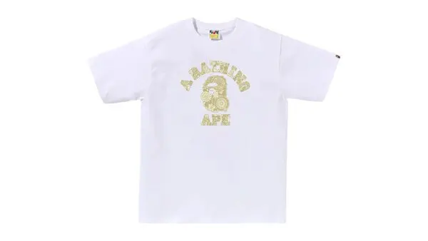 A BATHING APE Japanese Indigo Art Camo College Tee Shirt