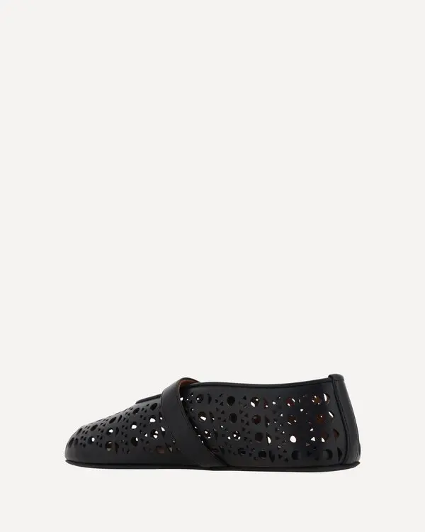 Alaïa Leather Cut-out Ballerinas