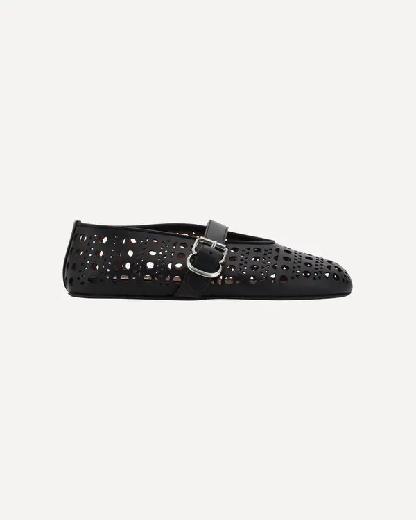 Alaïa Leather Cut-out Ballerinas