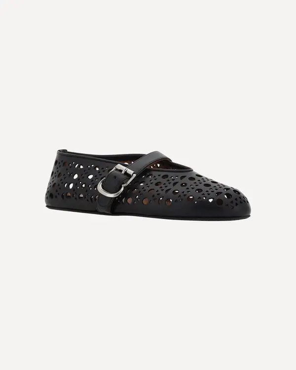Alaïa Leather Cut-out Ballerinas