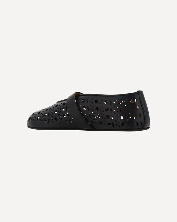 Alaïa Leather Cut-out Ballerinas