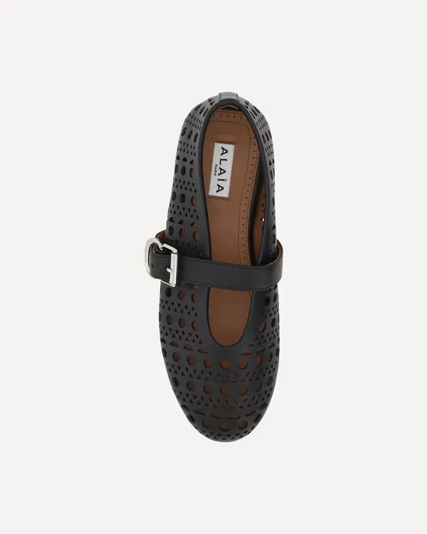 Alaïa Leather Cut-out Ballerinas