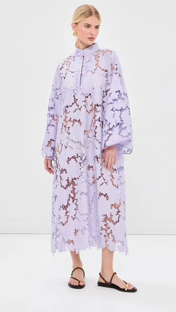 La Vie Style House Floral Flat Lace Maxi Caftan